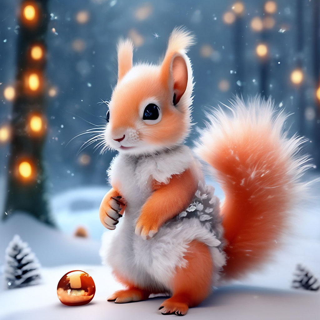 "💫 Beautiful peach fluffy baby squirrel, around a beautifully decorated ...
