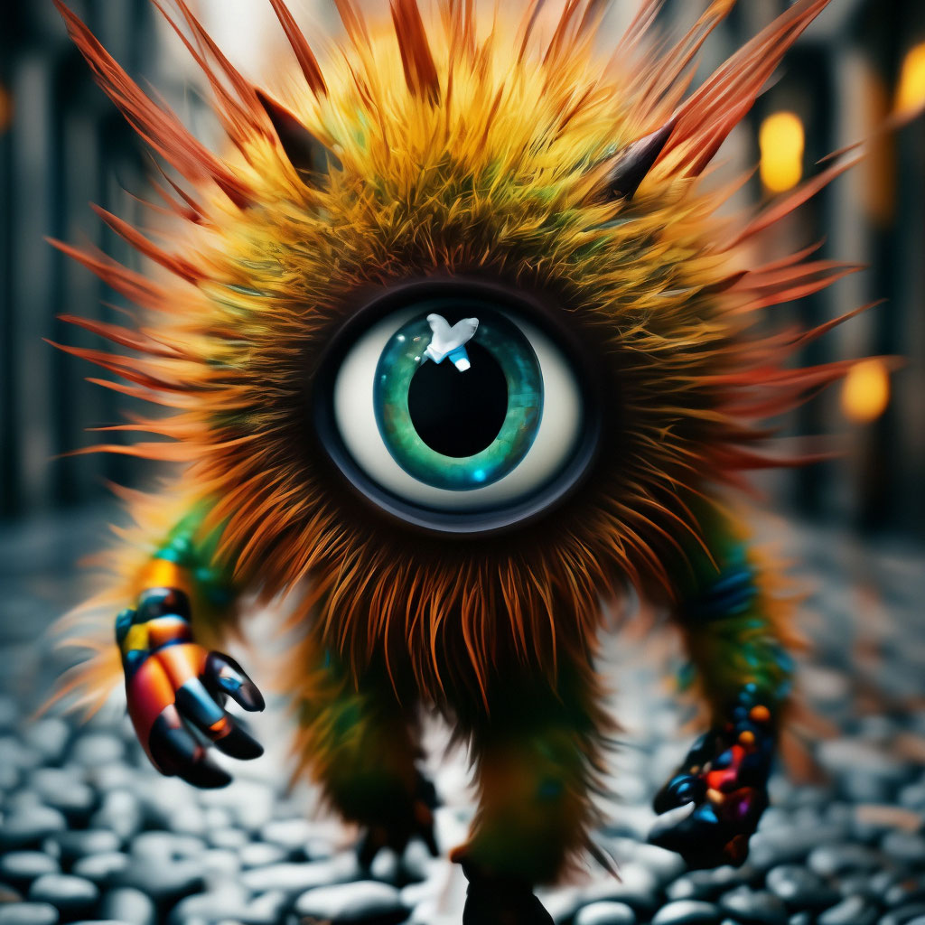 My eyes are running away... One-eyed, fluffy, cute, funny, colorful ...