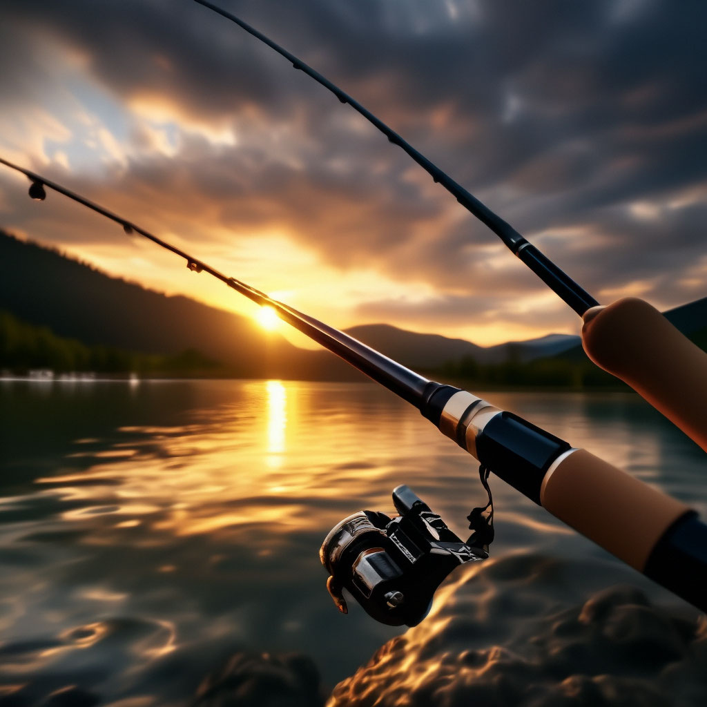 "Fishing rod thrown, atmosphere, 4k, atmosphere, very beautiful, best ...
