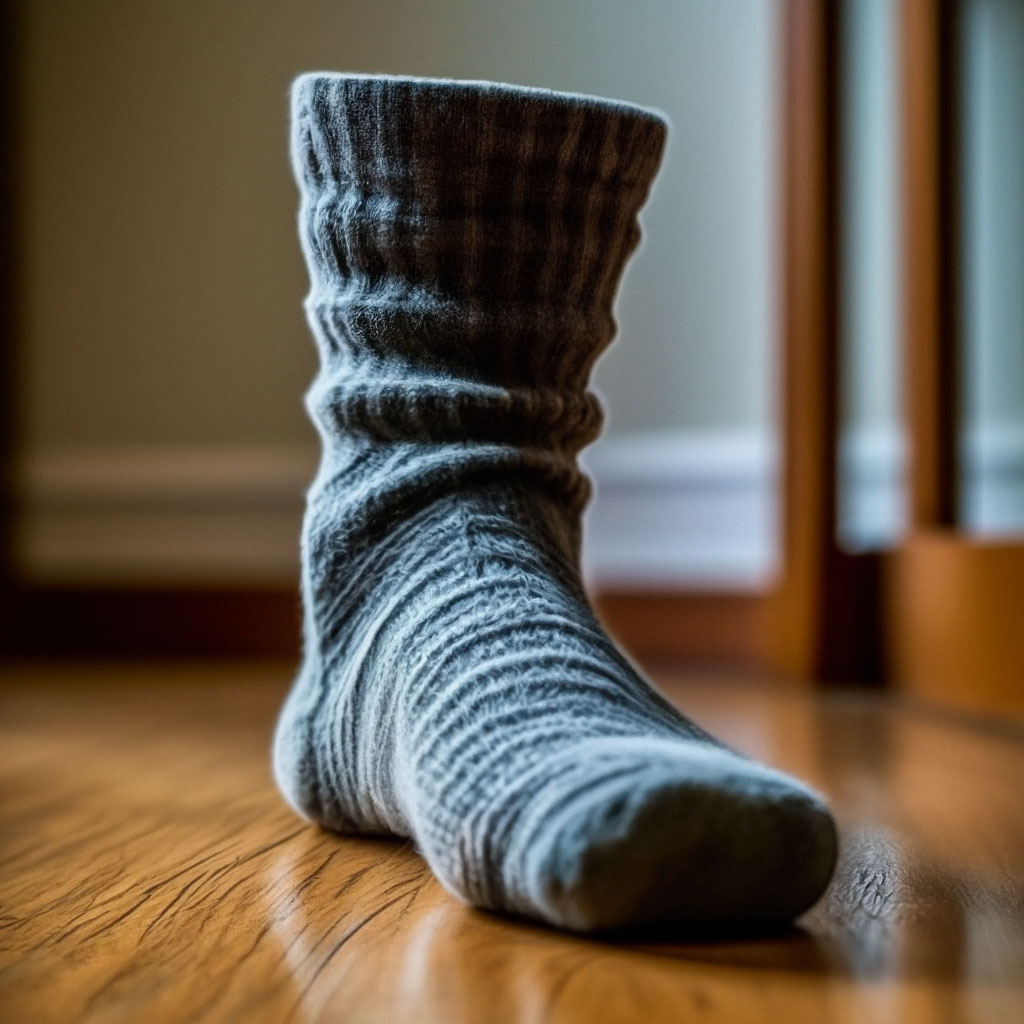 "A very old sock, smelly, standing up like a boot" — image created in ...