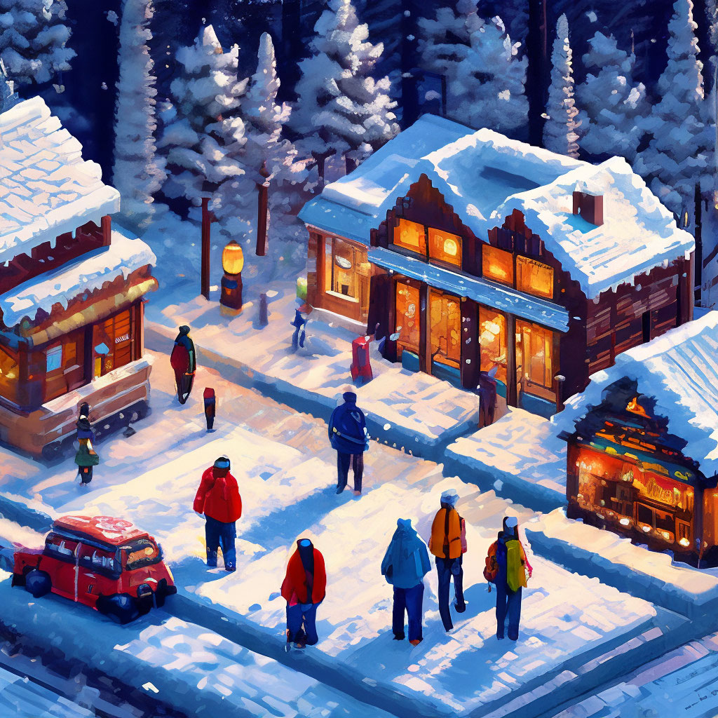 "Working days, winter, snow" — image created in Shedevrum