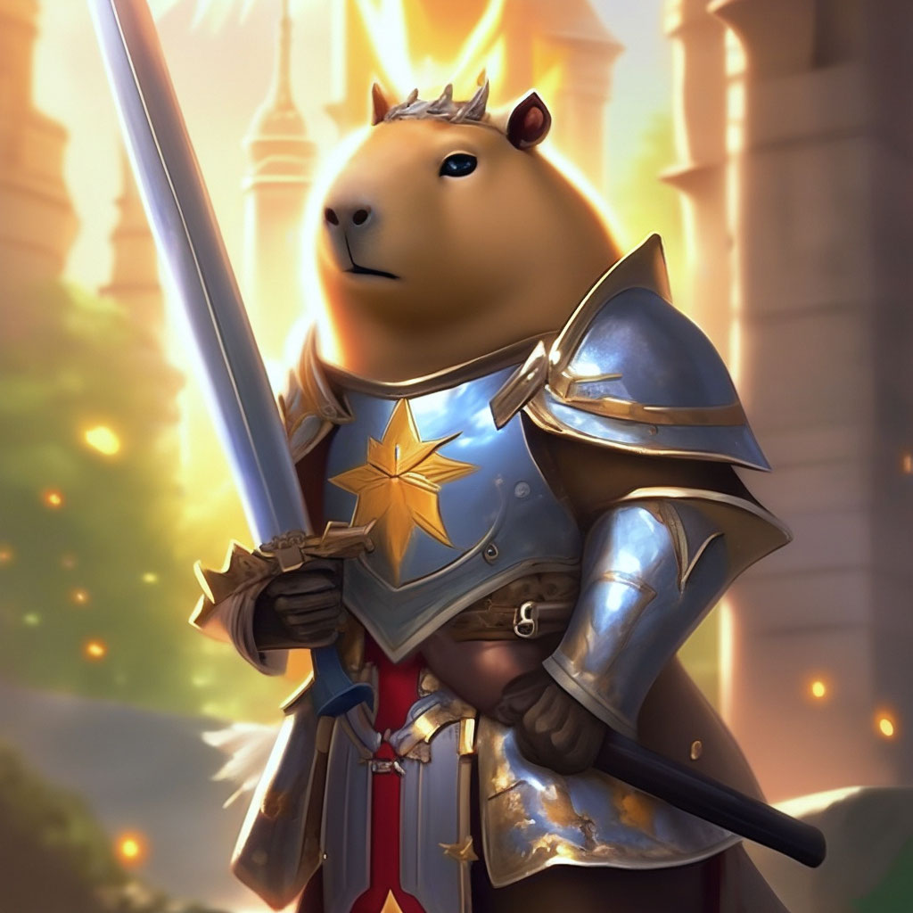 "Capybara in fantasy Middle Ages in the armor of a knight of the sun ...