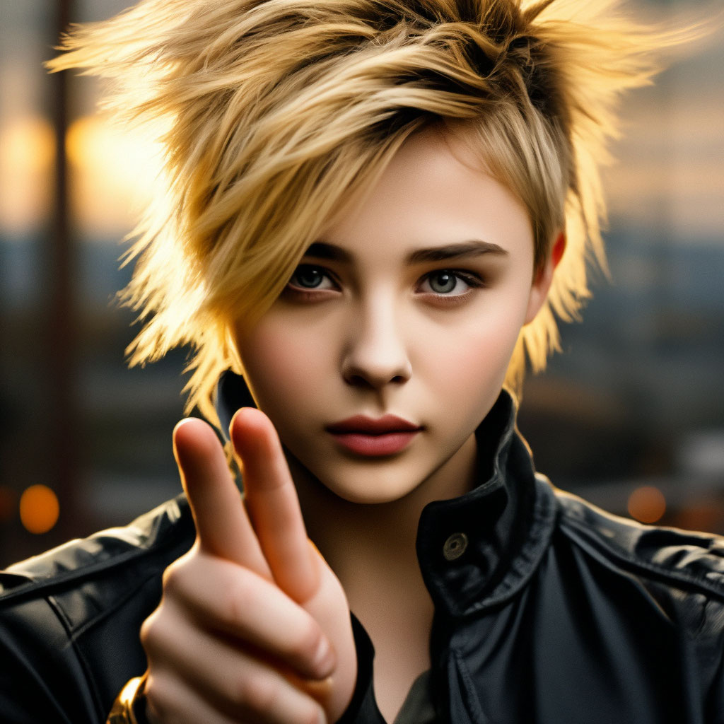 "Chloë Grace Moretz, pencil drawing, portrait with a punk mohawk, short ...