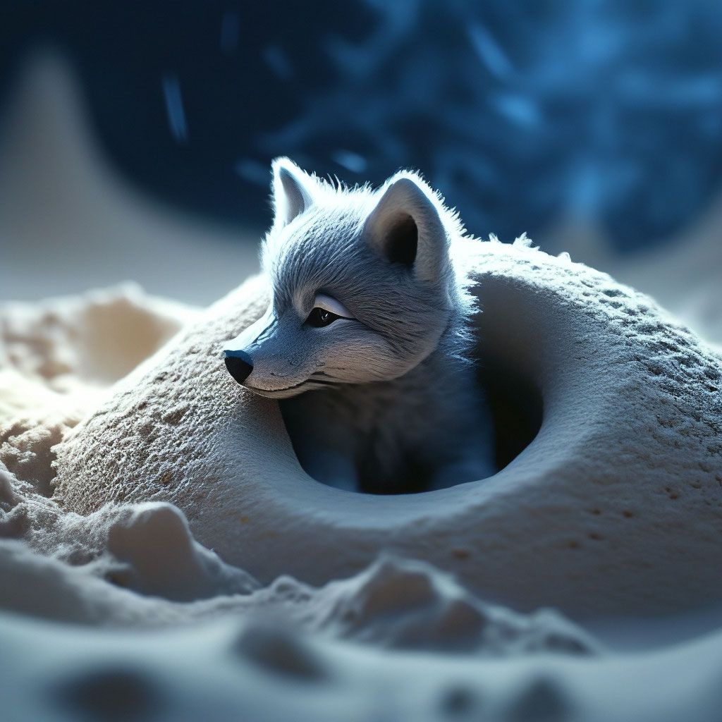 "Sand fractal Burrow Small Fluffy Cute Gray Wolf Cub 3D Volume ...