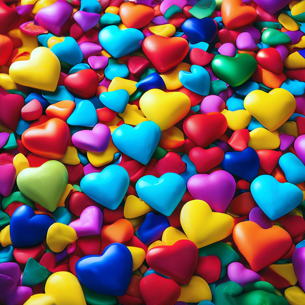 "A scattering of colorful hearts" — image created in Shedevrum