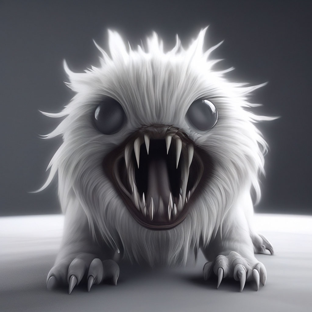 "Nasty Nasty Scary Unpleasant Creature without eyes without mouth ...