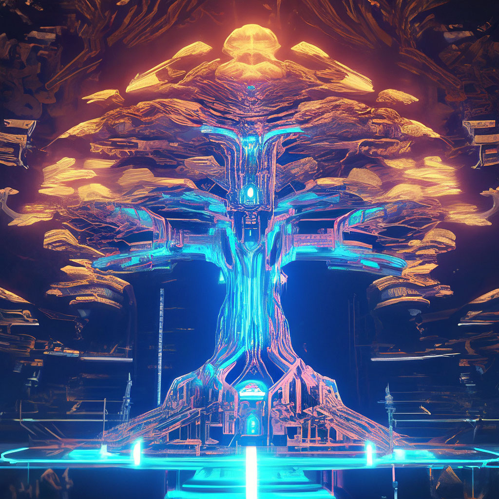 "Cybernetic Tree of the World" — image created in Shedevrum