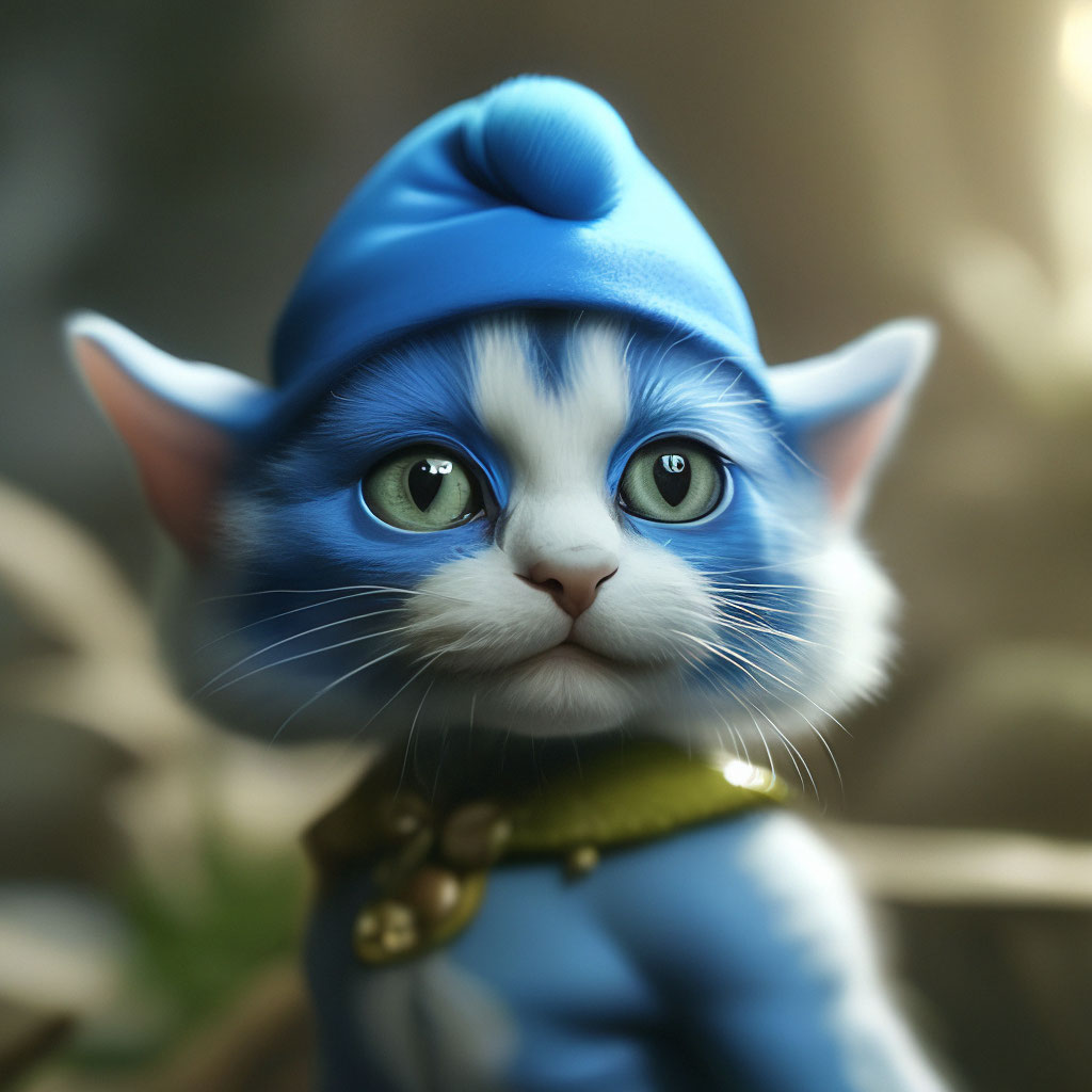 "Smurf with a cat's face, mega realistic, shailushay" — image created ...