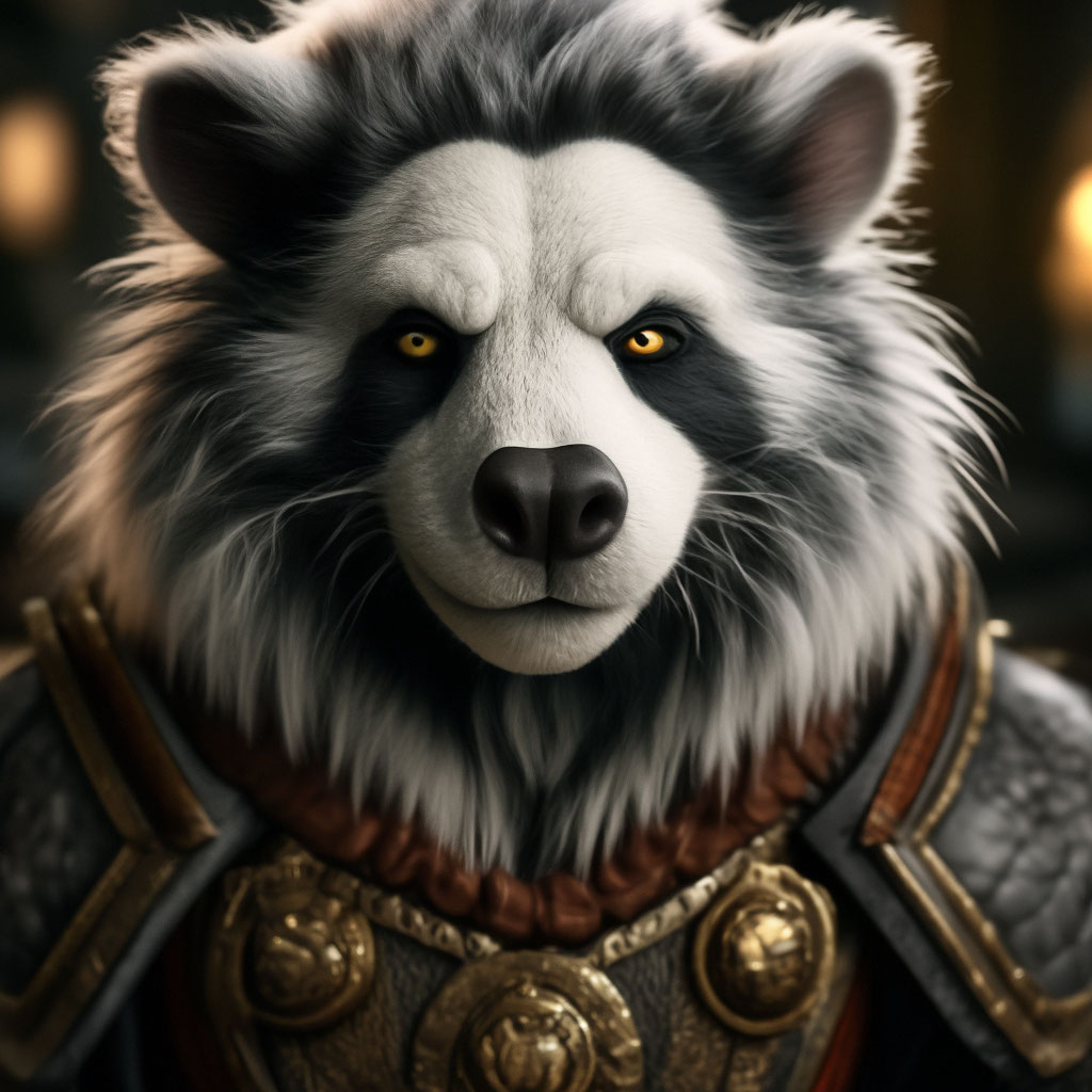 "Warcraft, Chen Stormstout in Lovecraft style, kind hyperrealistic face ...