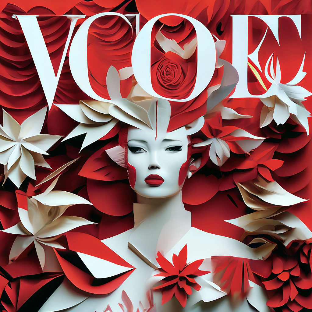"Paper art holiday cover of vogue magazine bright,spectacular,a work of ...