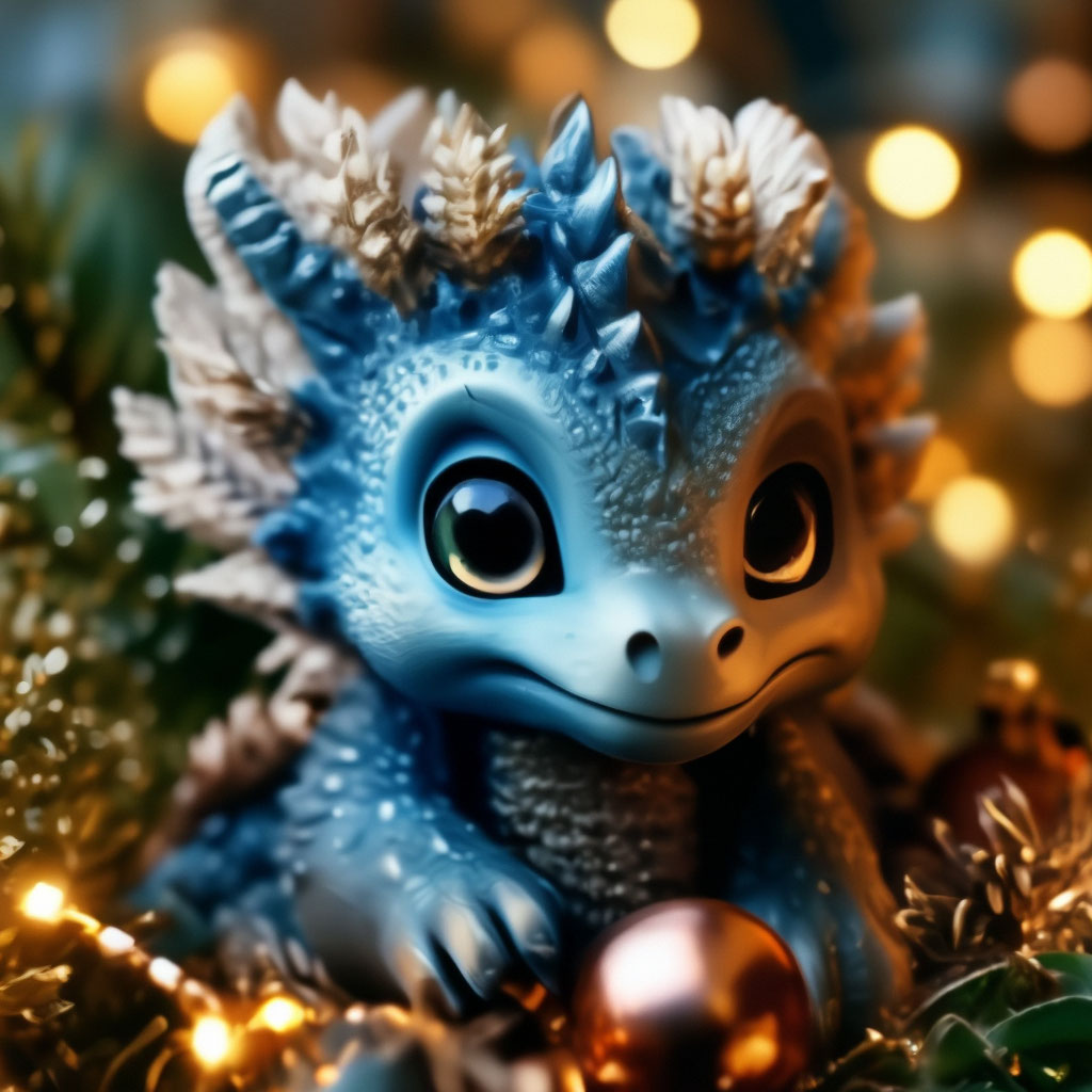 "🔮🎄🐉 cute dragon symbol of the year peeks out from under the branches ...