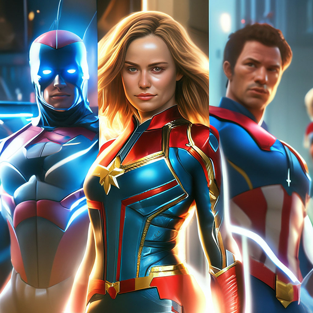 "Collage with marvel characters, realistic, 4k, high detail, high ...