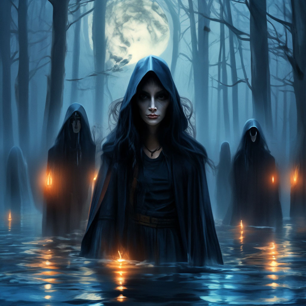 "Digital painting, illustration, travailler dans l'eau, witches ...