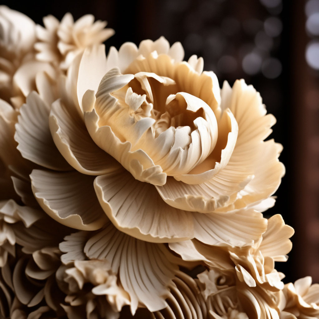 "Exquisite Chinese wood carving, peonies, as elegant as possible, fine ...