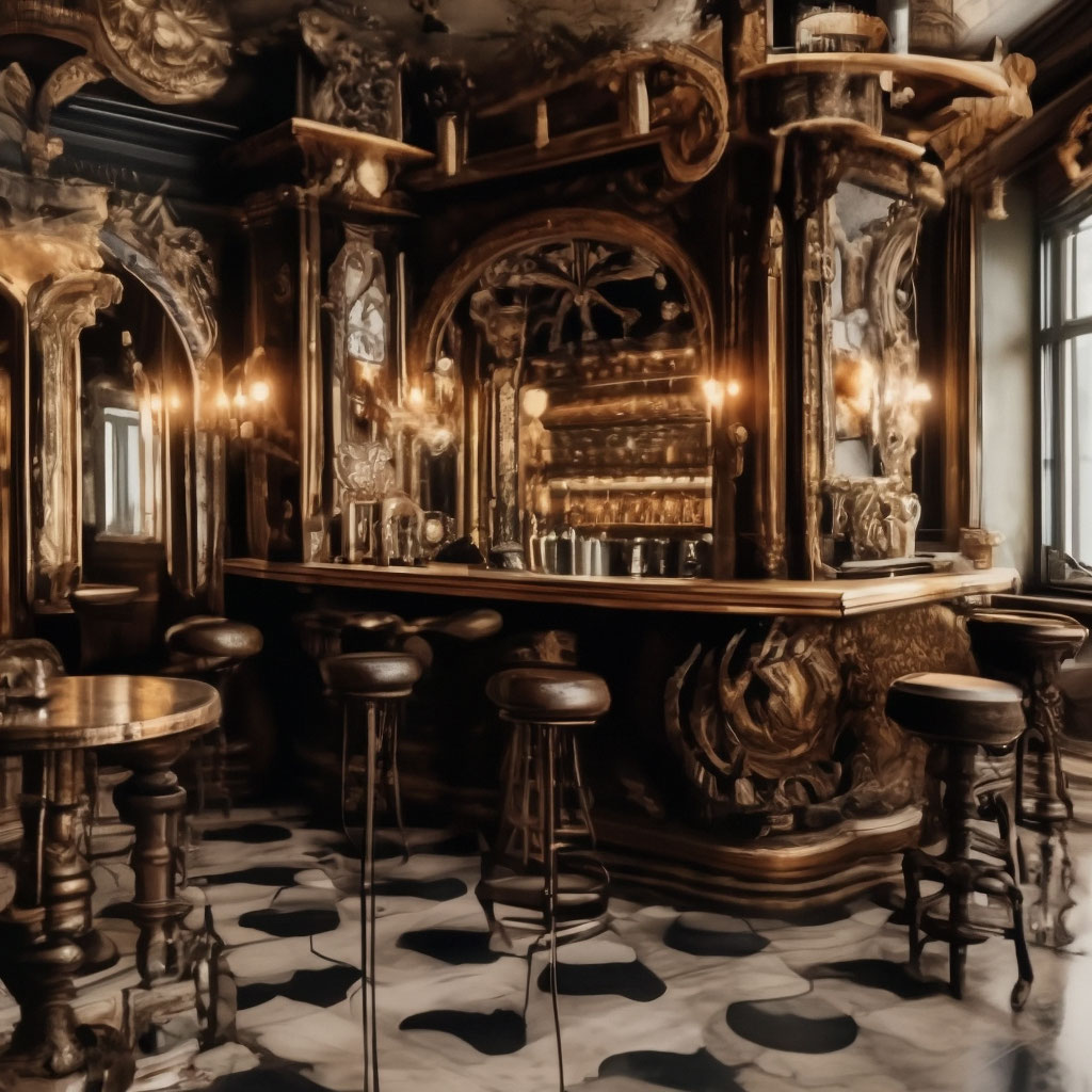 "A Baroque rock bar" — image created in Shedevrum