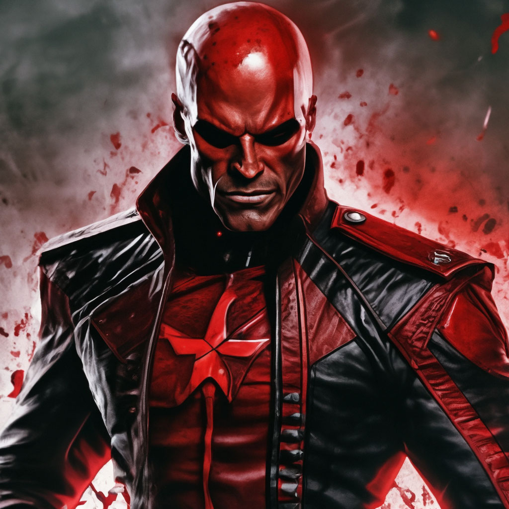 "Jackie Lukus,Bloodaxe with red skull Marvel" — image created in Shedevrum