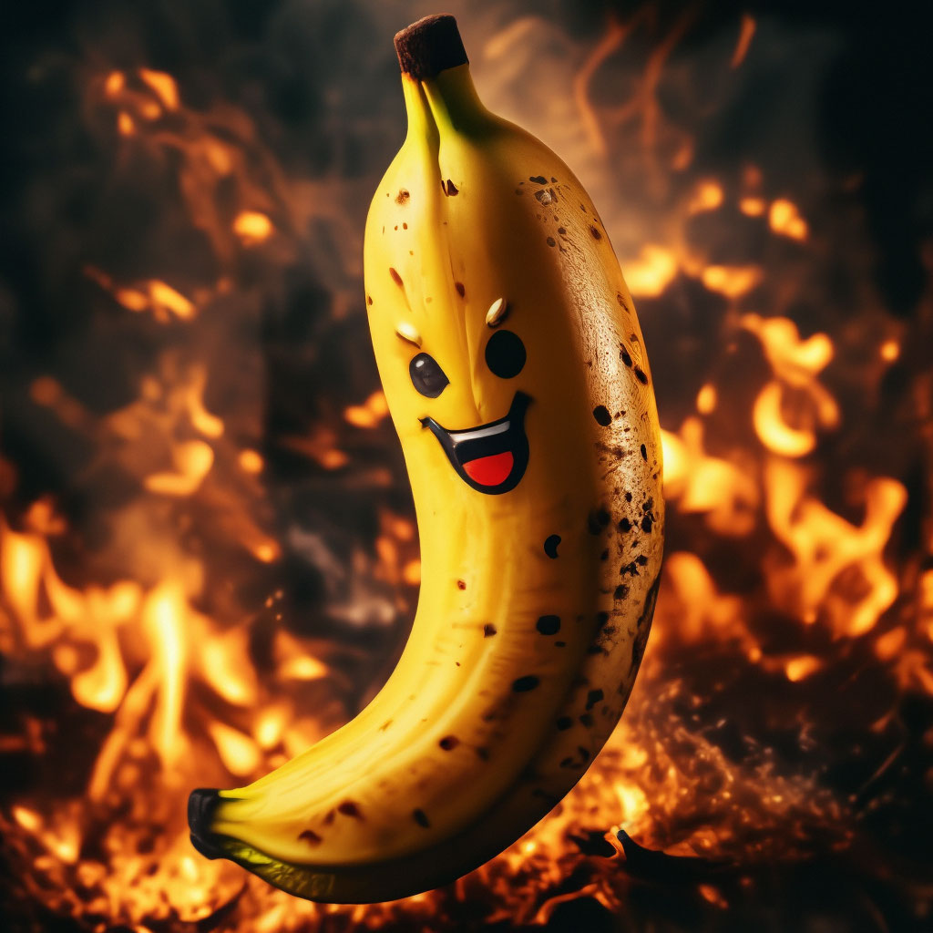 "Fire banana 🍌" — image created in Shedevrum