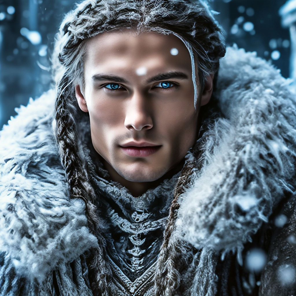 "Extremely beautiful Russian man, ice, snow, full height,hyperrealism ...