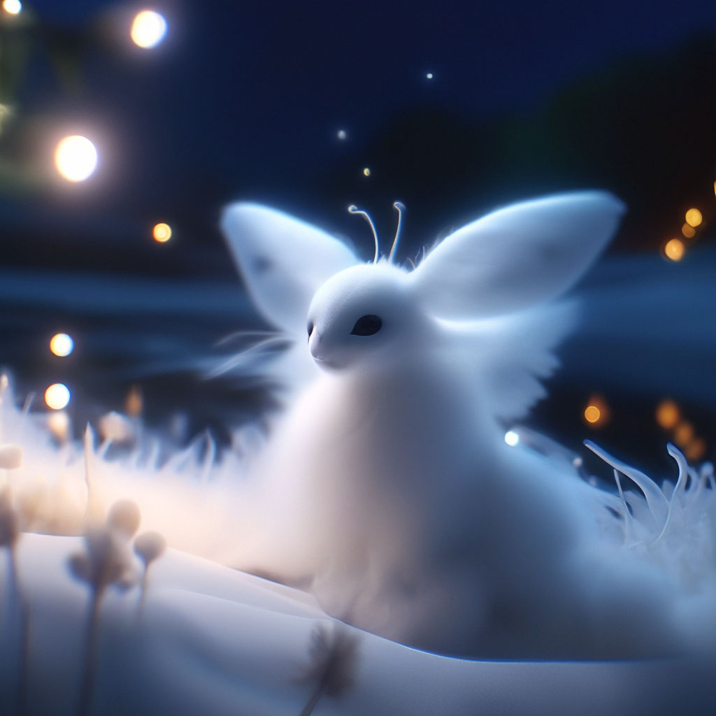 "Night mysterious magical creature fluffy creature, anthropomorph ...