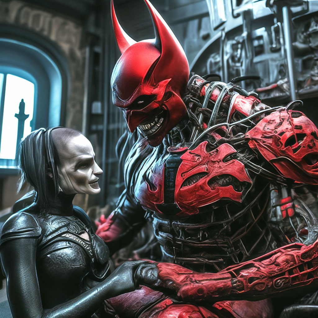 "Batman red and black necromorphic + biomechanics, and his pet home ...
