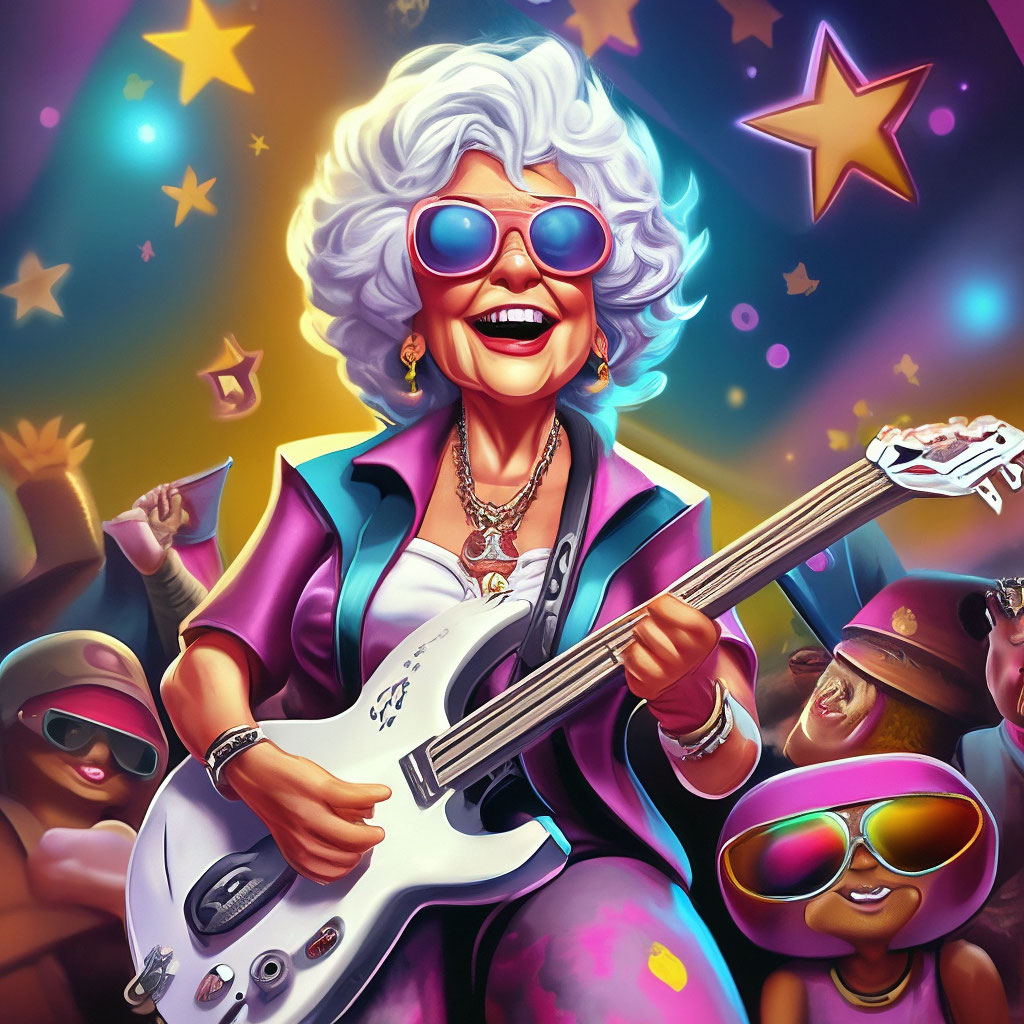 " grandma is a rock star " — image created in Shedevrum