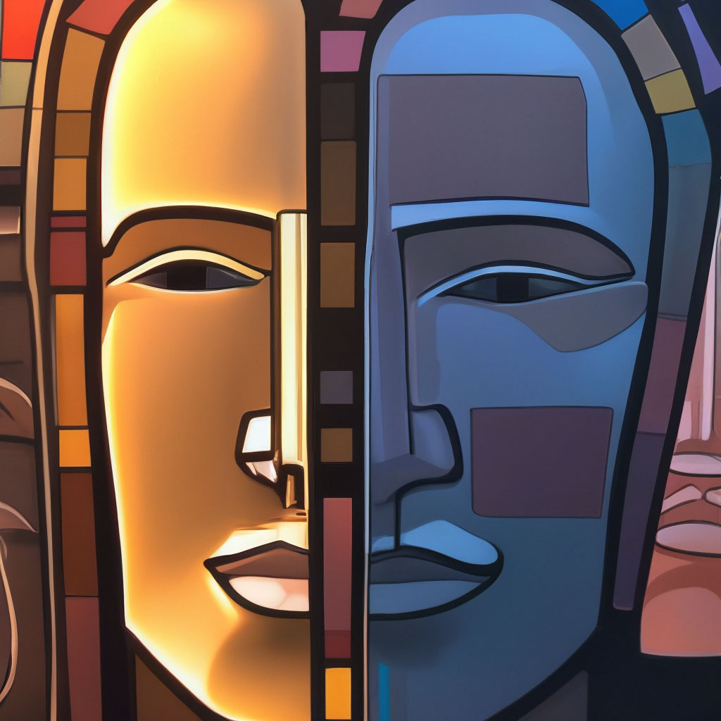 "The struggle of subpersonalities in the head" — image created in Shedevrum