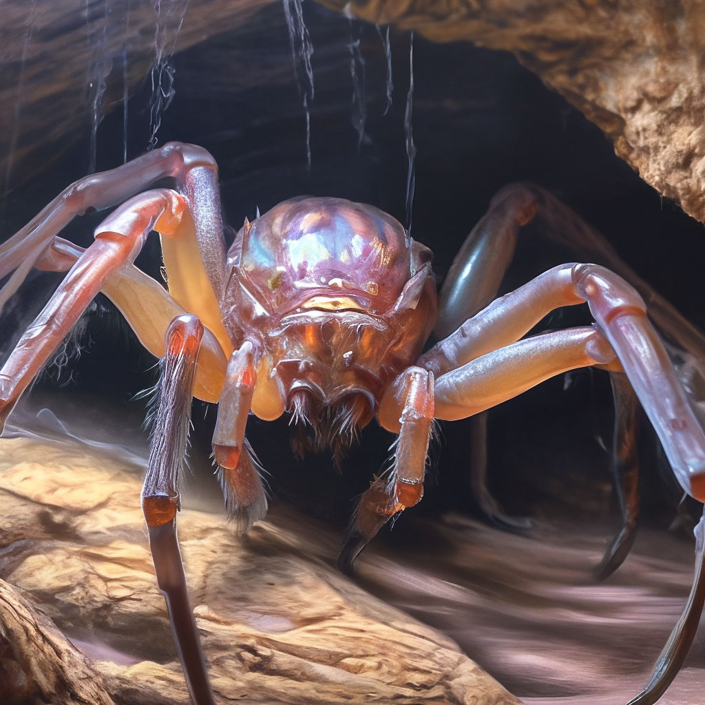 "Beautiful fleshy translucent spider in a cave, giger style ...