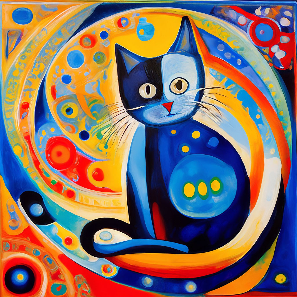 "The cat in the Kandinsky painting" — image created in Shedevrum