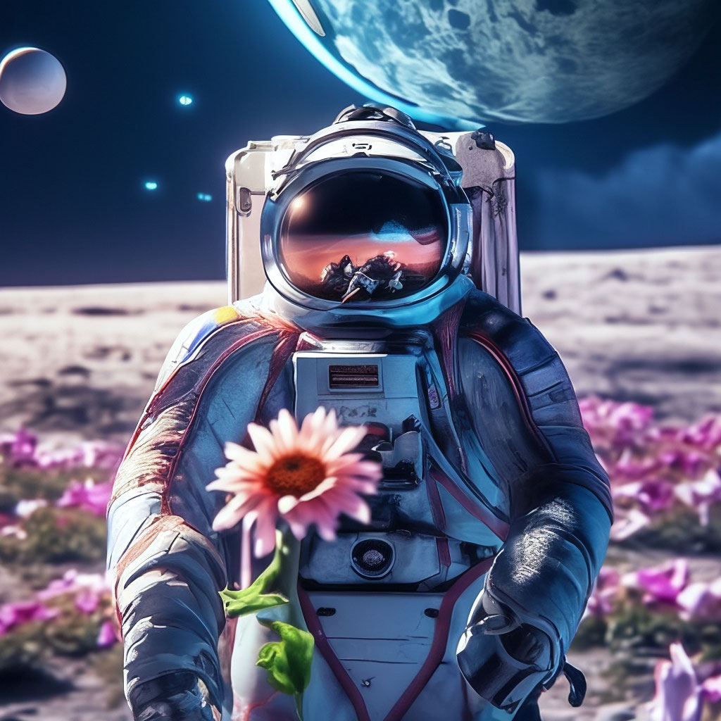"Case for iPhone 14 "Astronaut and a lonely flower on the moon ...