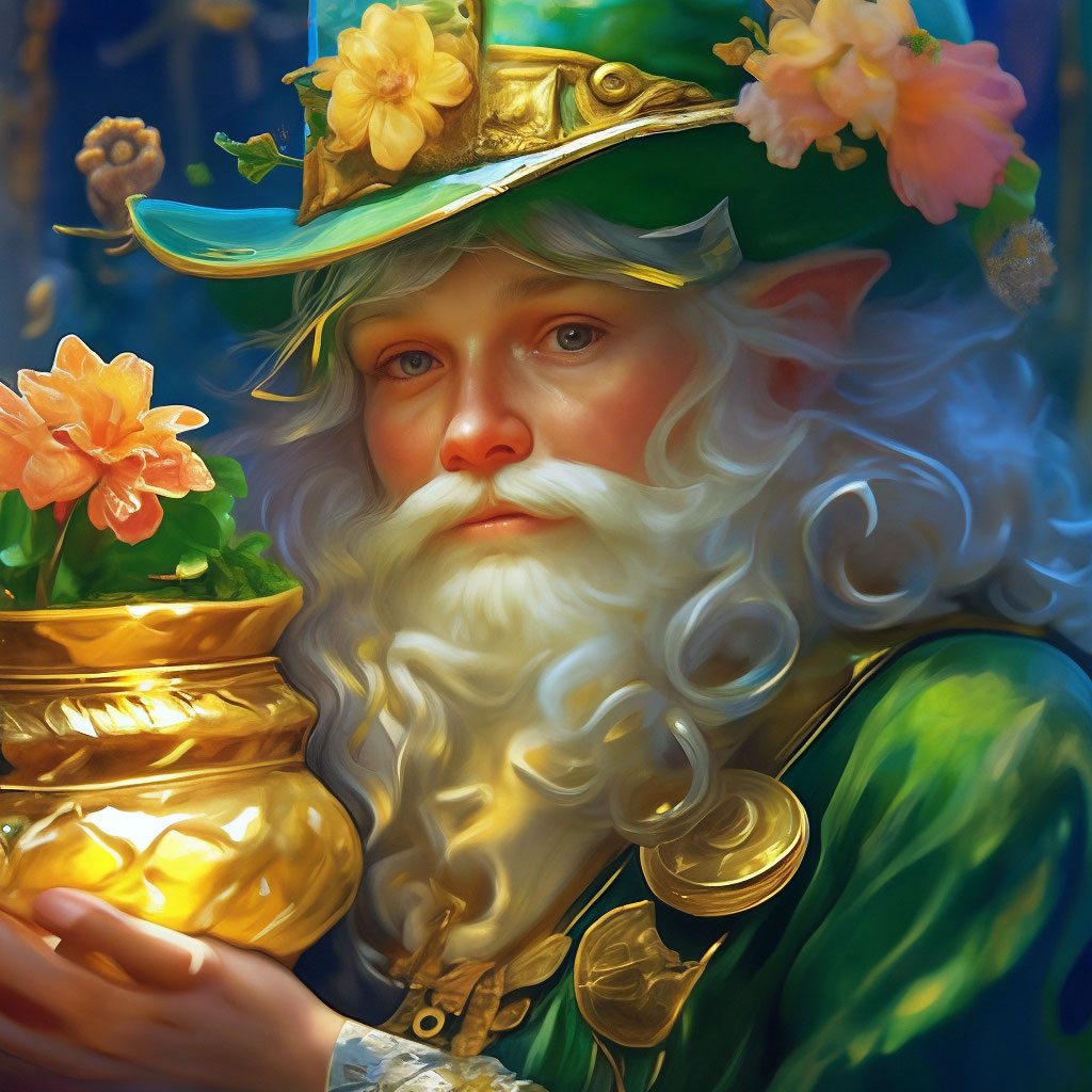 "Leprechaun, with a pot of gold, detailed airbrushing, drawing with ...