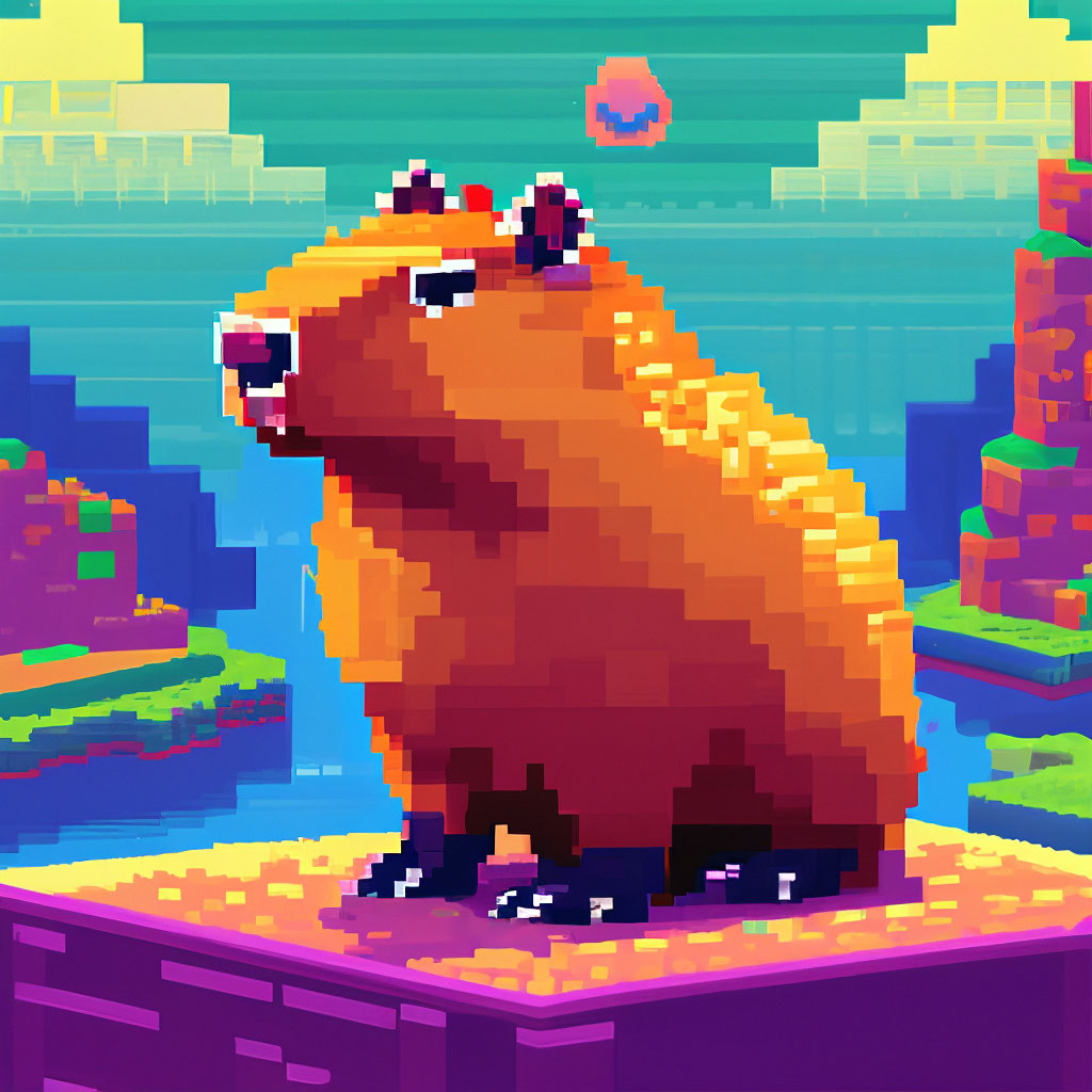 "Capybara in a pixel game" — image created in Shedevrum