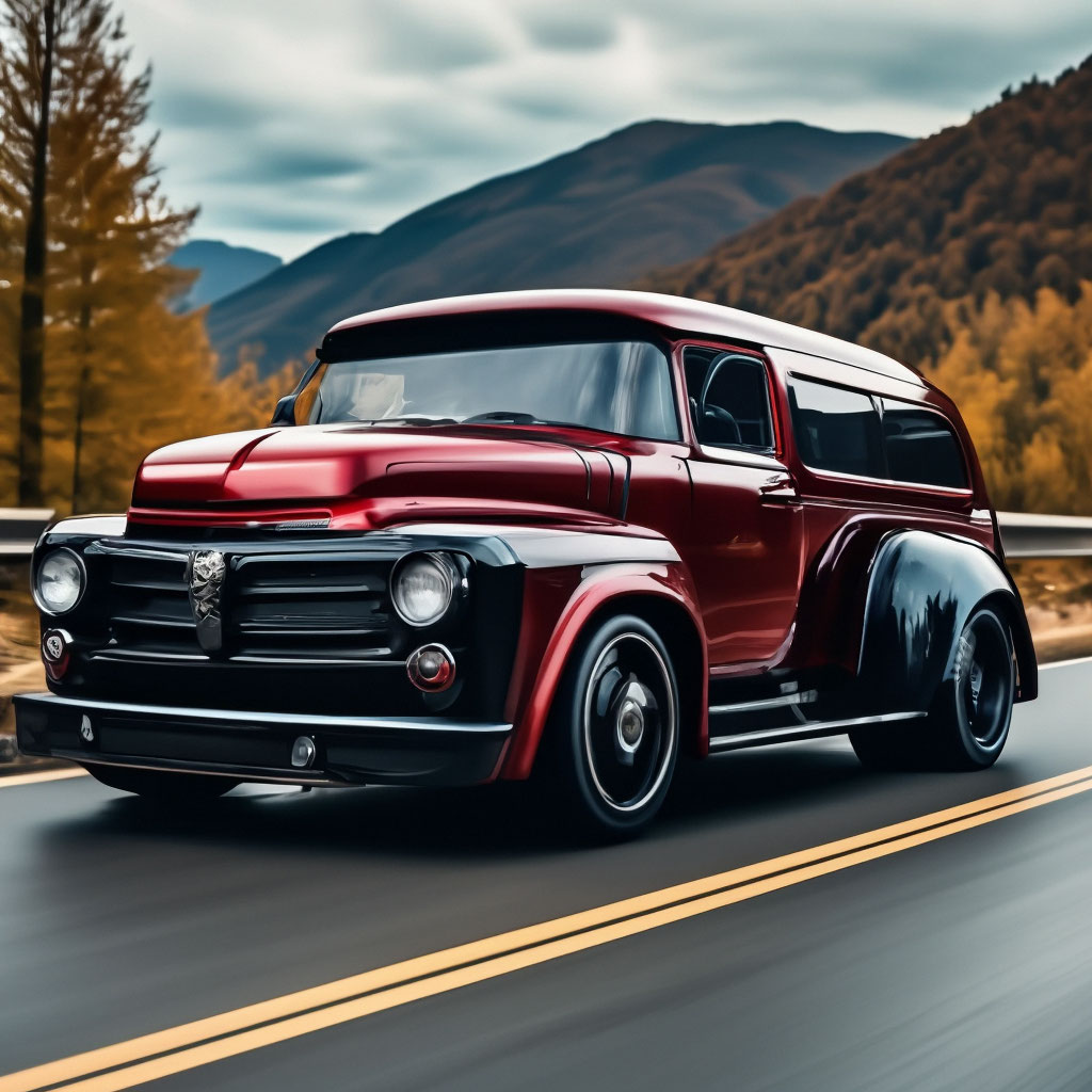 "Futuristic design,lowered suspension, ZIL-130 SUV, DARK RED&BLACK,on a ...