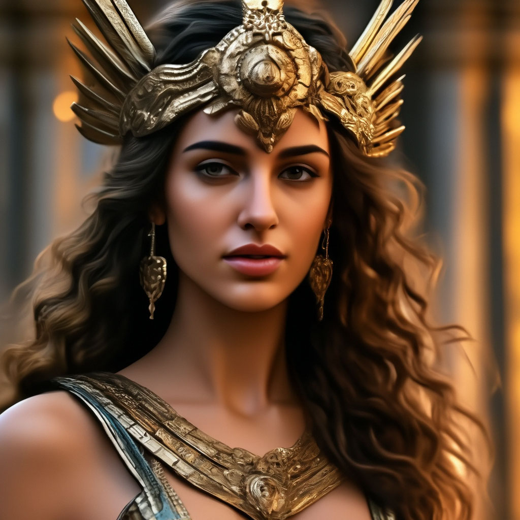 "Goddess Ishtar, oil painting, realistic, beautiful, 4k, f/2.8, 1/250s ...