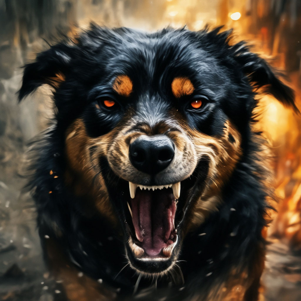 "Angry dog , hatred , fear , aggression , protection" — image created ...