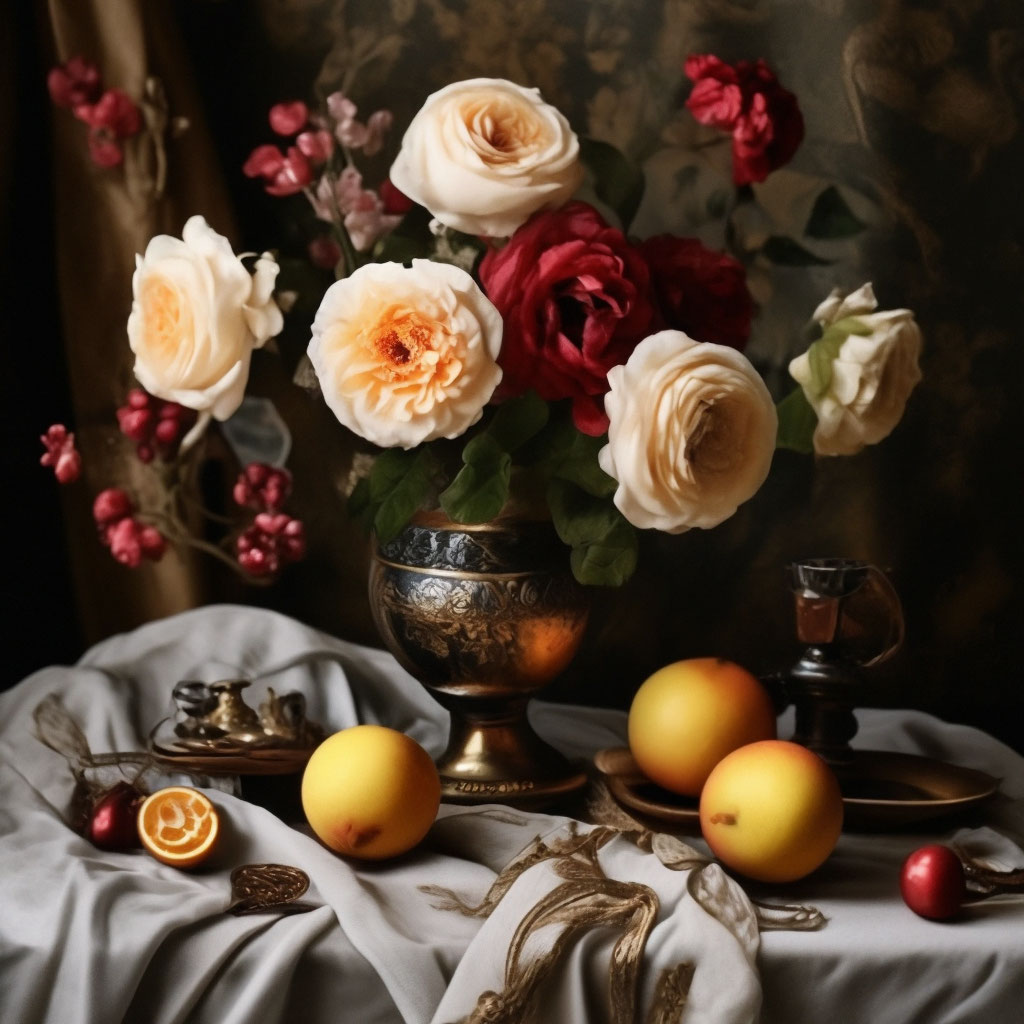 "Still life in the baroque style" — image created in Shedevrum