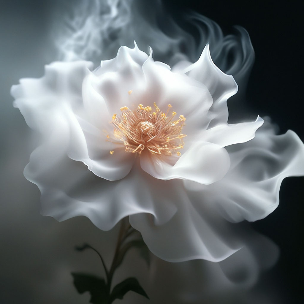 "Hyper realistic,powerful,strong,beautiful,realistic, misty flower ...