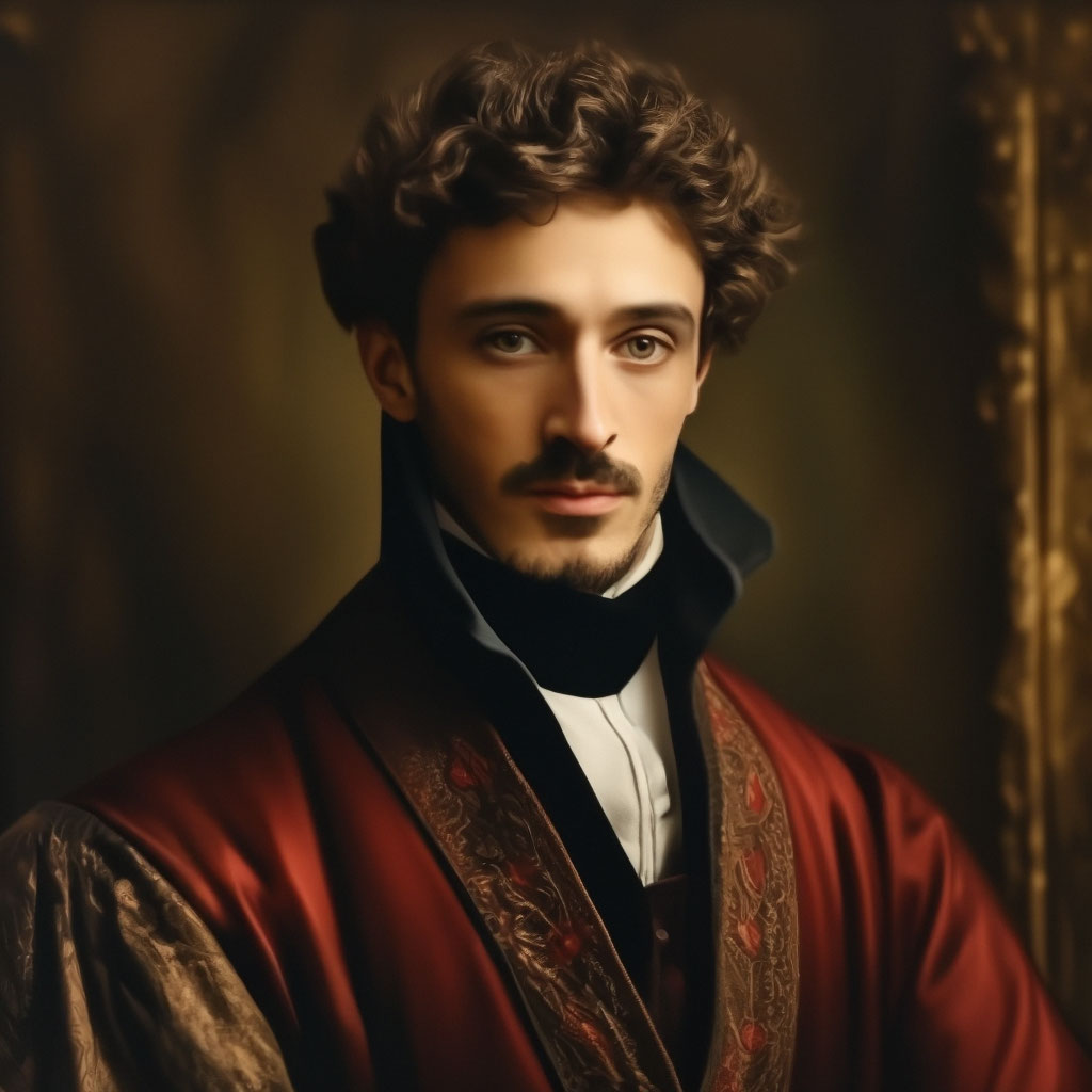 "Portrait of an English lord, pallor, languid look, realistic, antique ...