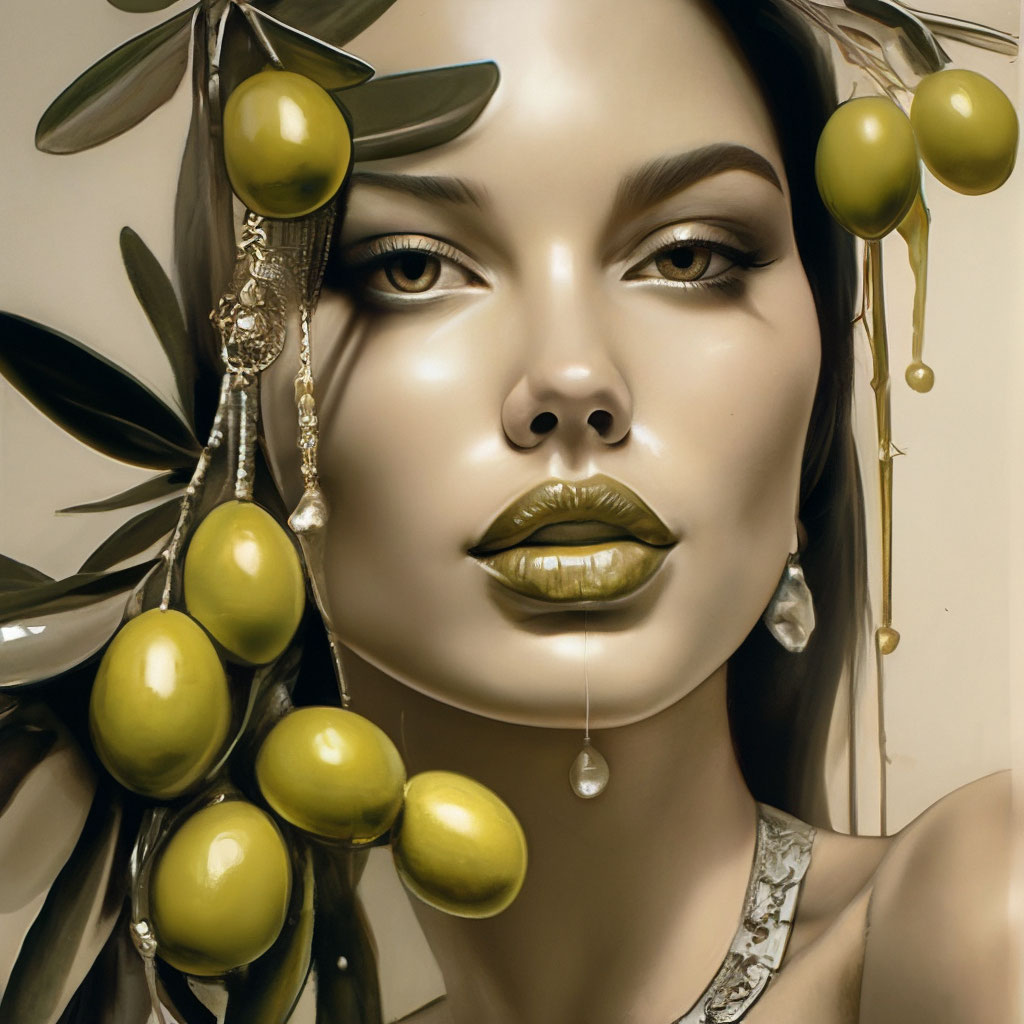 "An unrealistically beautiful cool daring European girl,olive branches ...