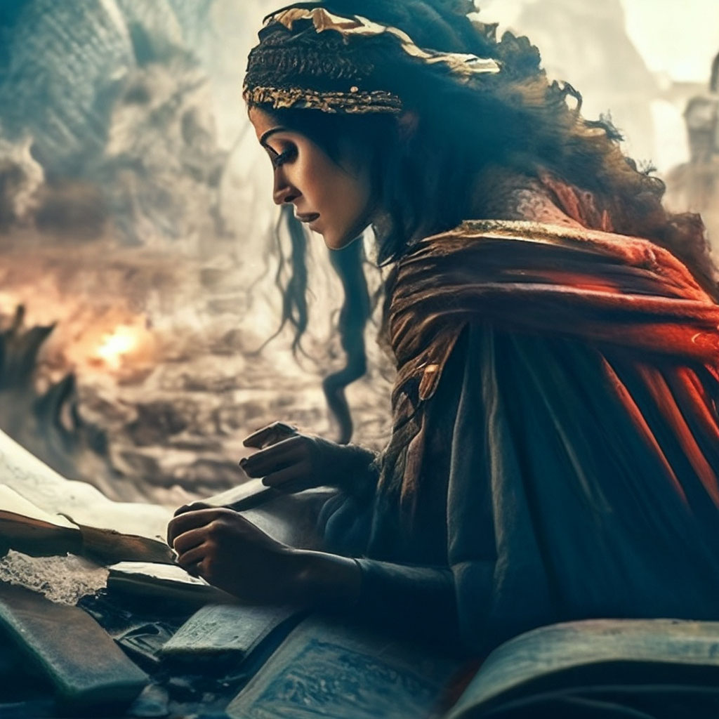 "Tales of Scheherazade, illustration, detailed drawing, double exposure ...