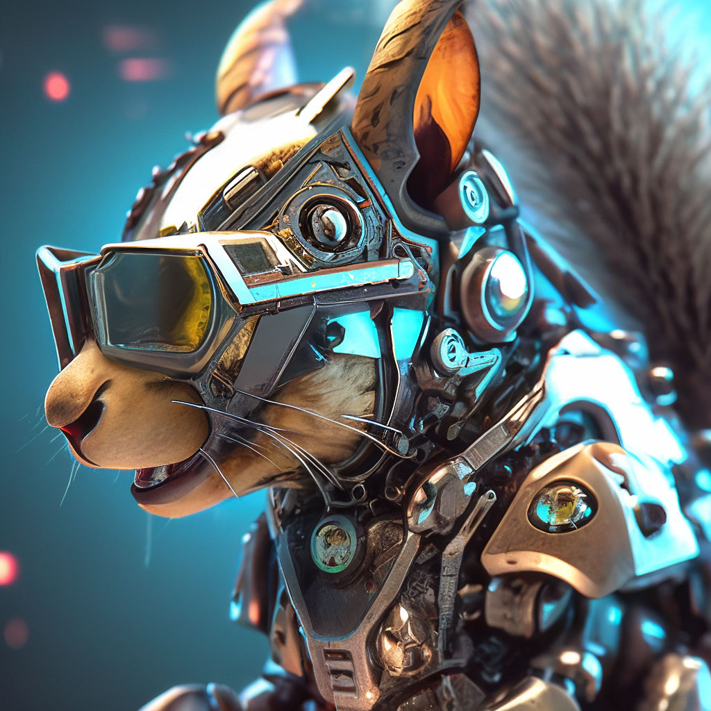 "Cyber Squirrel Biomechanical hydraulic obsidian cyborg squirrel in ...