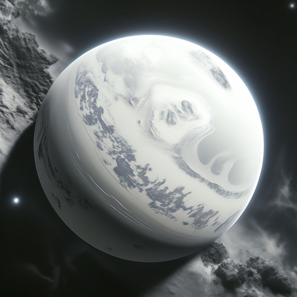 "White white planet" — image created in Shedevrum
