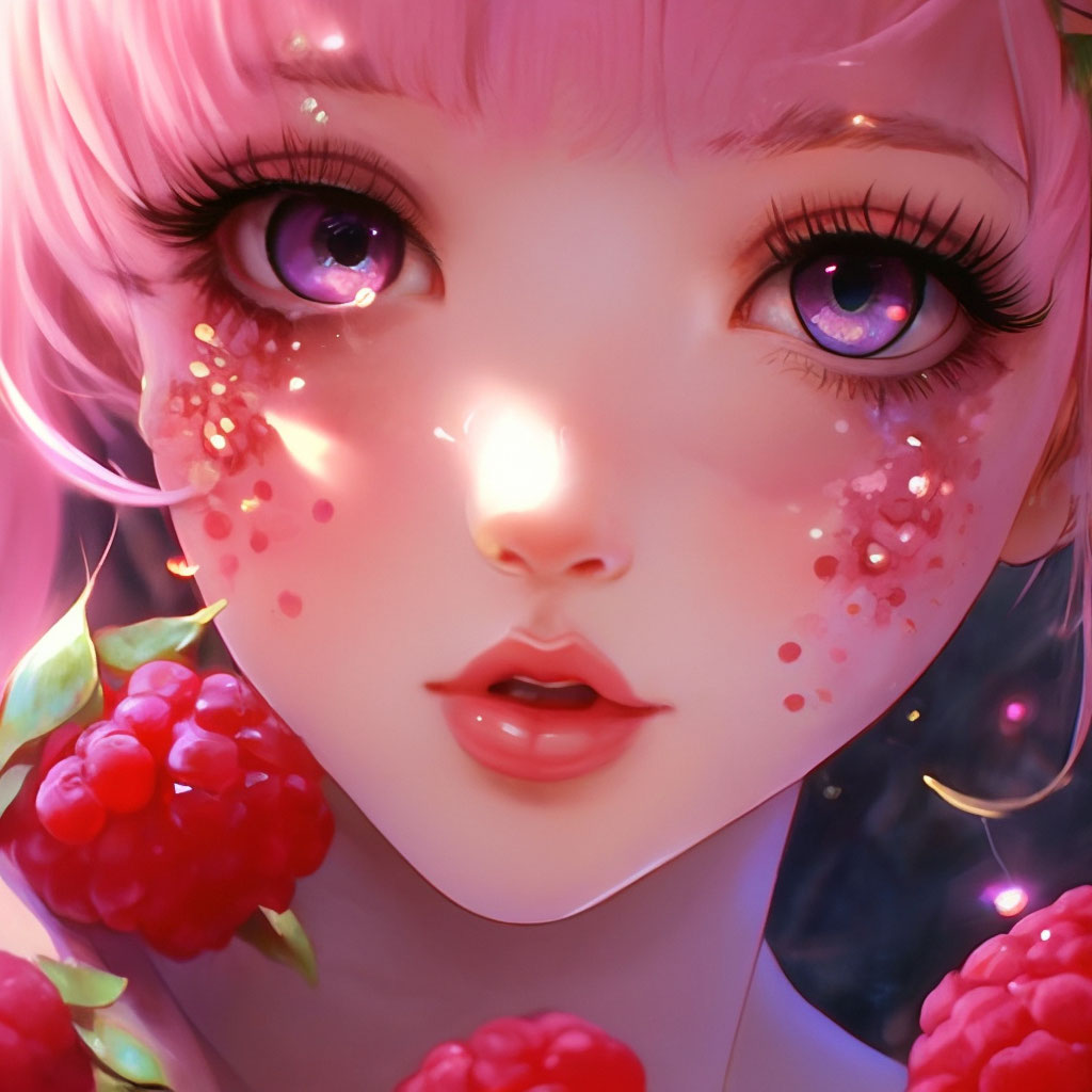 "The raspberry girl anime girl, beautiful girl, glitter eyes,anime girl ...