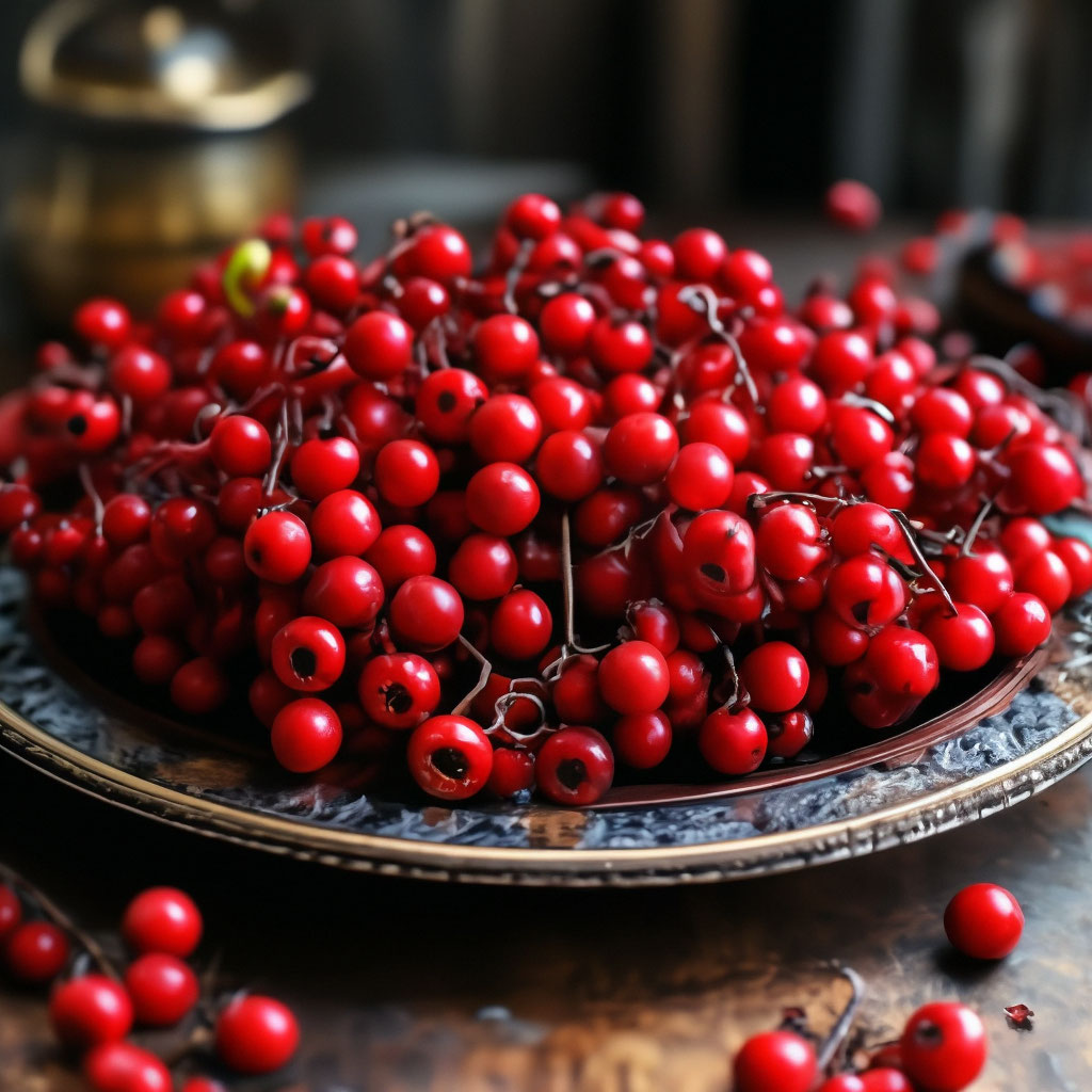 "A lot of rowan on a platter" — image created in Shedevrum
