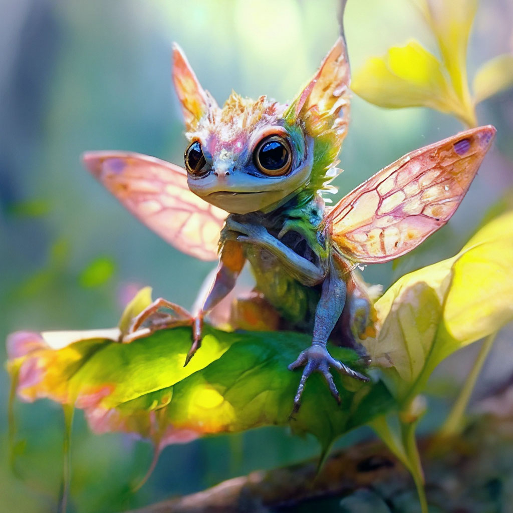 "Watercolor cute eyed disheveled baby thumbelina sits on a leaf ...