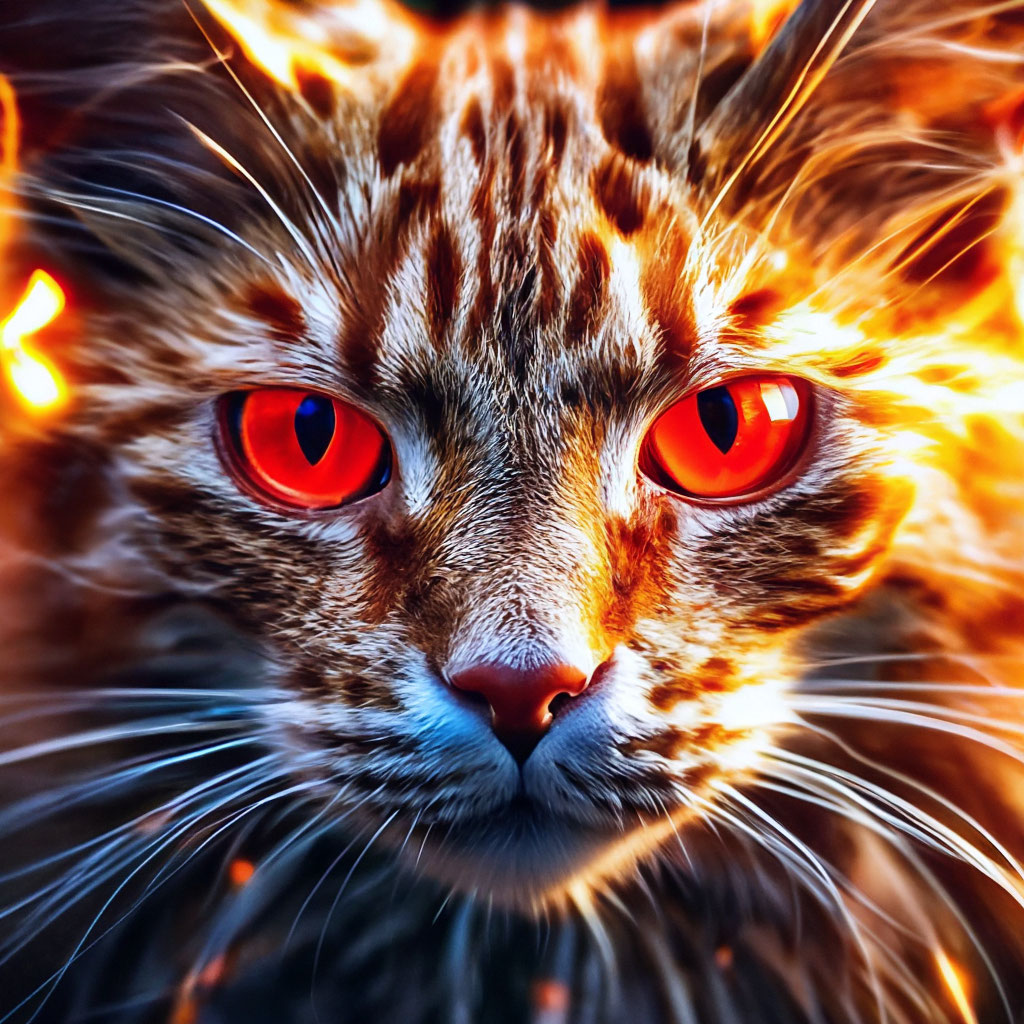 "🐉🐈‍⬛ horror, surrealism, transparent huge burning eyes, cunning animal ...