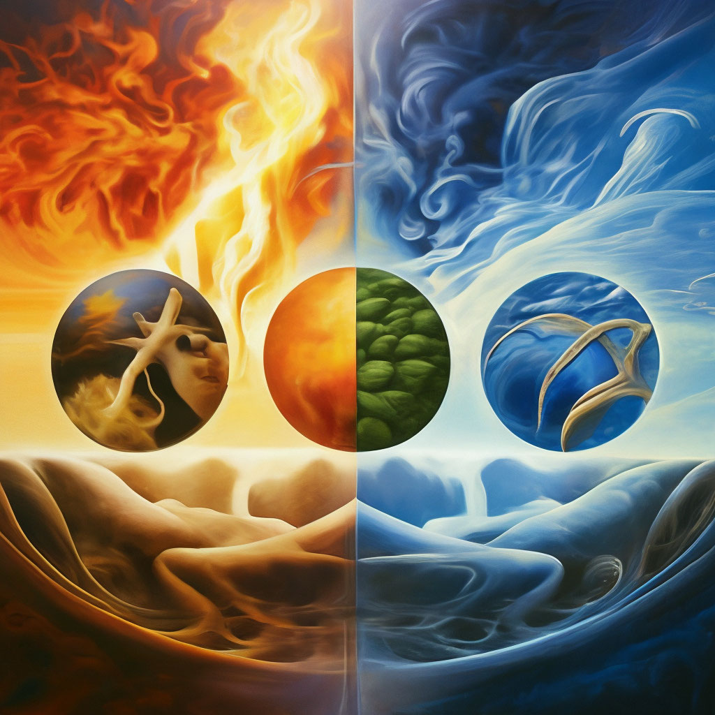 "The four elements" — image created in Shedevrum