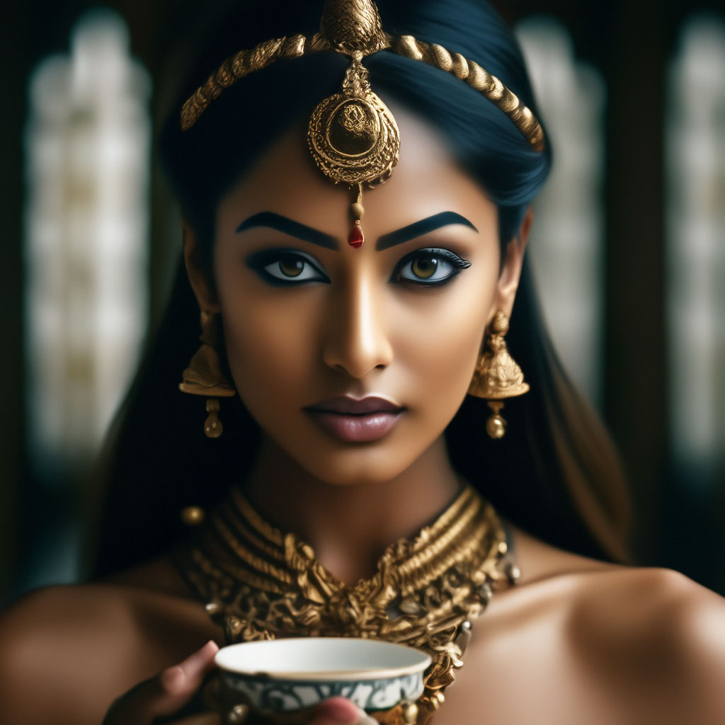 "Princess of India Kandy, tea, overdetalization, body art, double ...