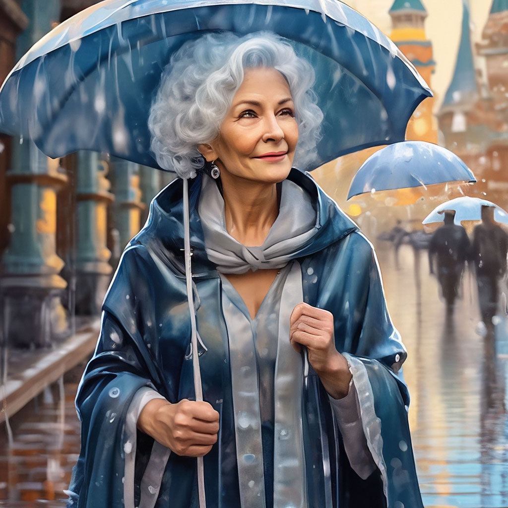 "Rain magic. Granny beauty in a crystal cloak strolls around Moscow ...
