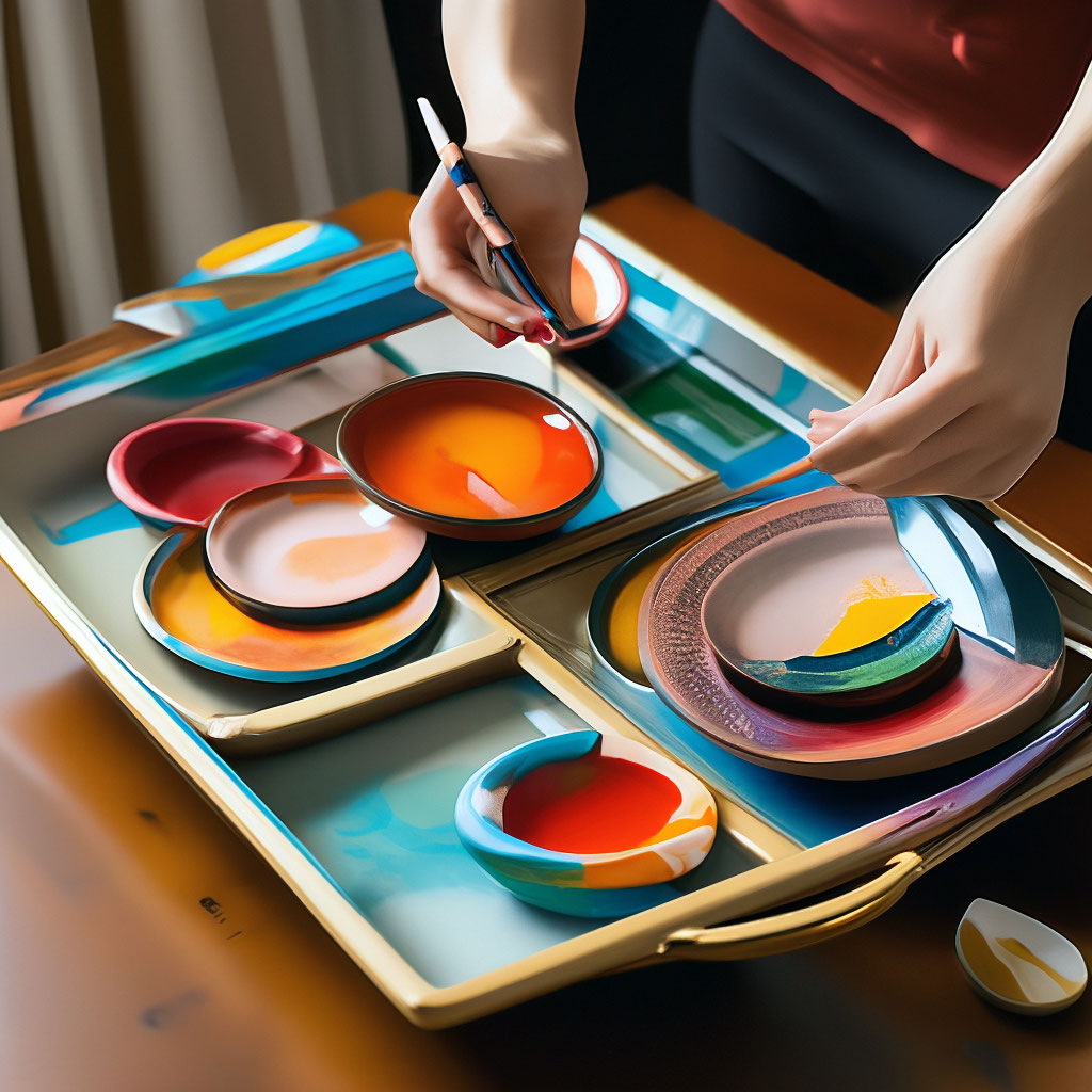 "Gesture painting tray" — image created in Shedevrum