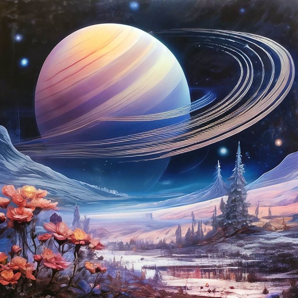 "Saturn, landscape. horror epic fabulously hyperrealism ...
